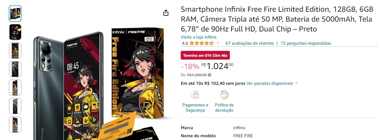 Smartphone Infinix Free Fire Limited Edition com ótimo preço parcelado ...